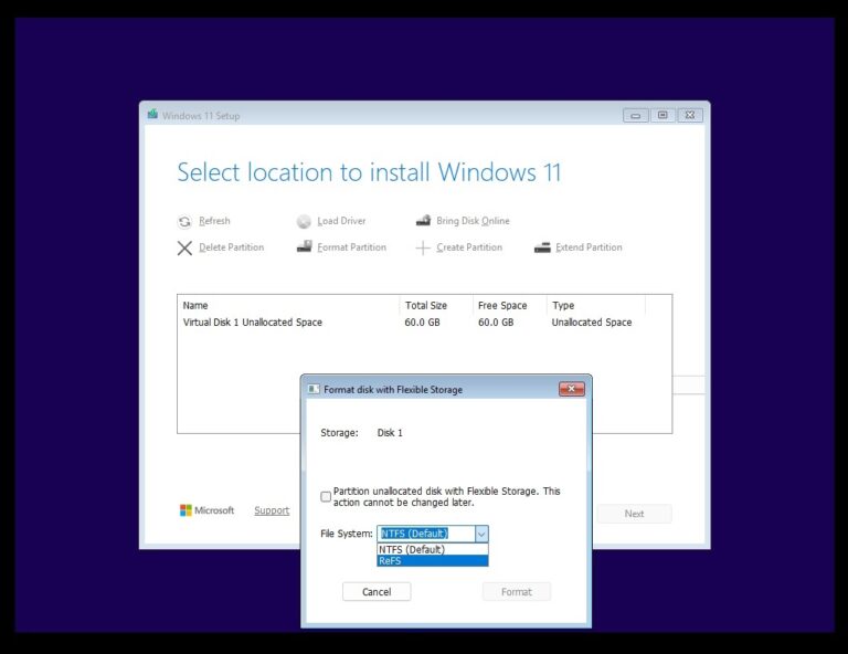 Windows 11 Setup will let you choose between NTFS and ReFS when clean ...