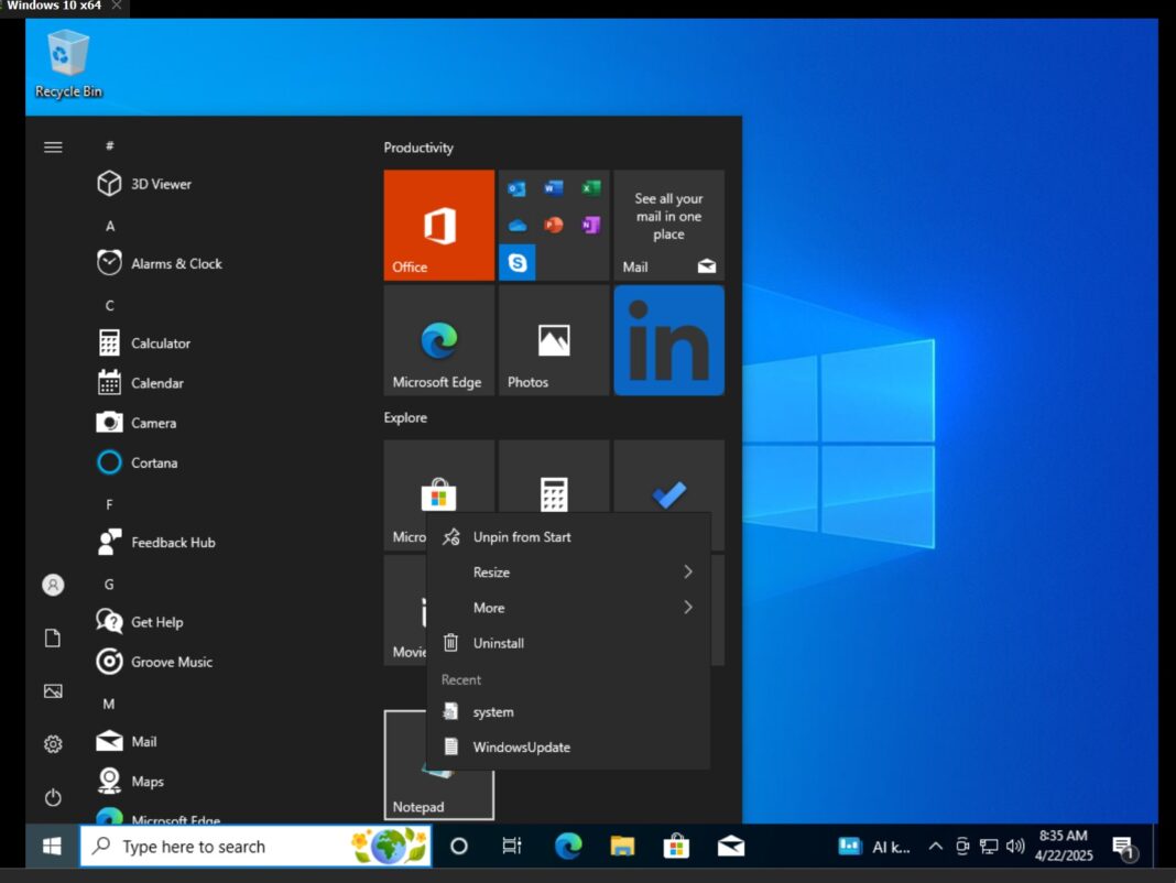 Windows 10 removes Start menu jump lists (file list) for tiles in April ...