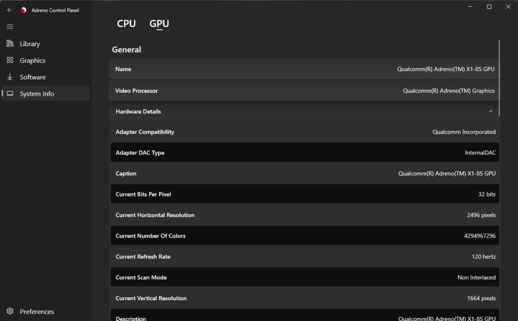 Hands on: Snapdragon X gets Adreno Control Panel on Windows 11