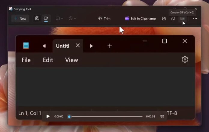 Windows 11 tests built-in "Create GIF" feature with Ctrl+G shortcut