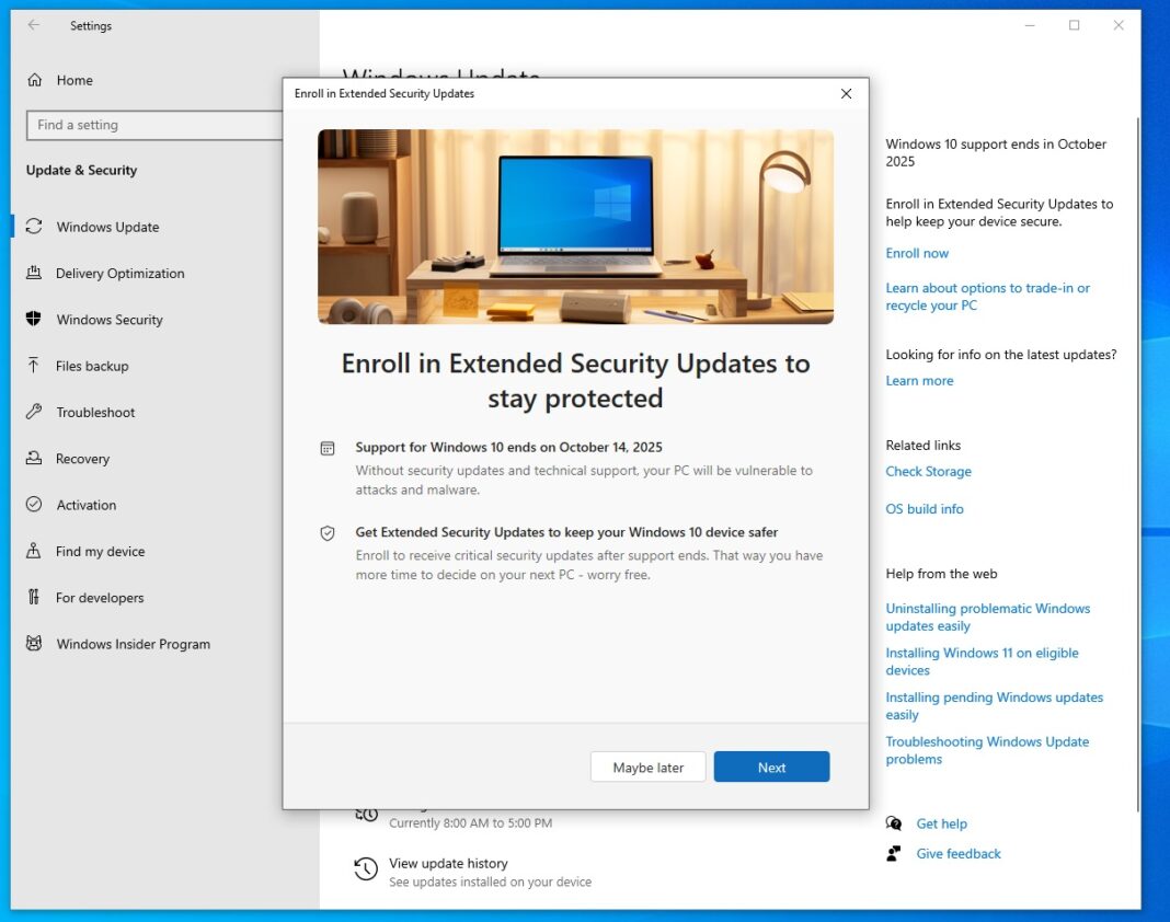 First look at “Stay on Windows 10 for free” ESU tool after October 14 ...