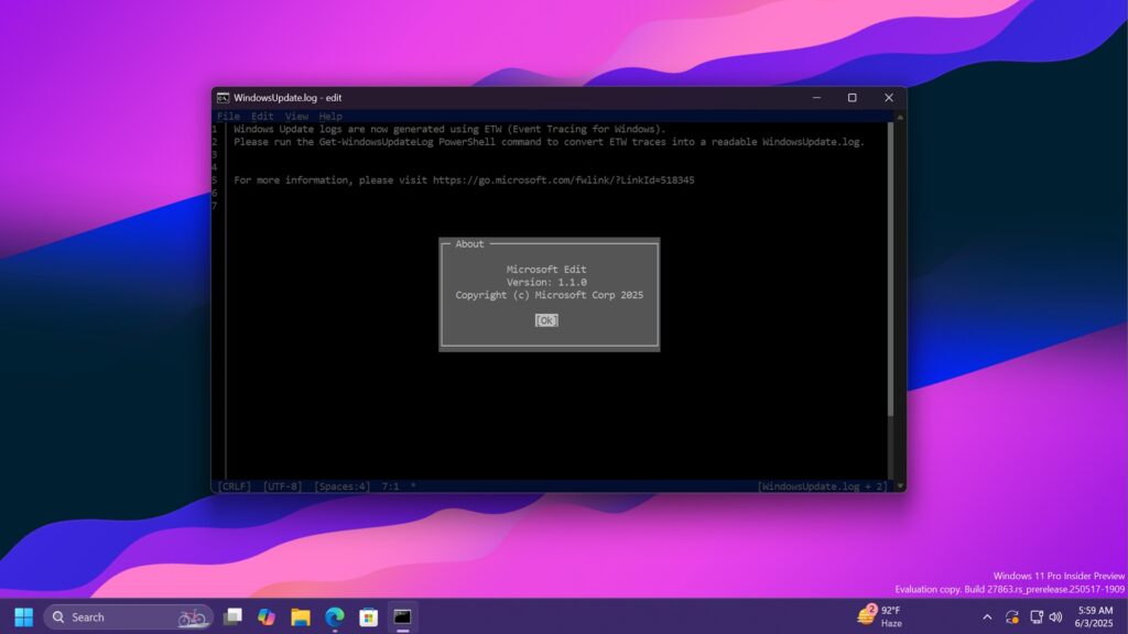 Microsoft says Windows 11 will soon ship with "Edit" text editor by default