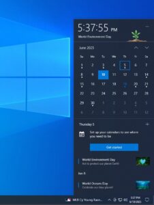 Windows 10 KB5060533 adds Bing feature to Calendar UI on taskbar