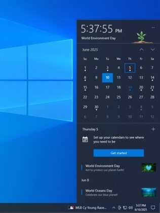Windows 10 KB5060533 adds Bing feature to Calendar UI on taskbar