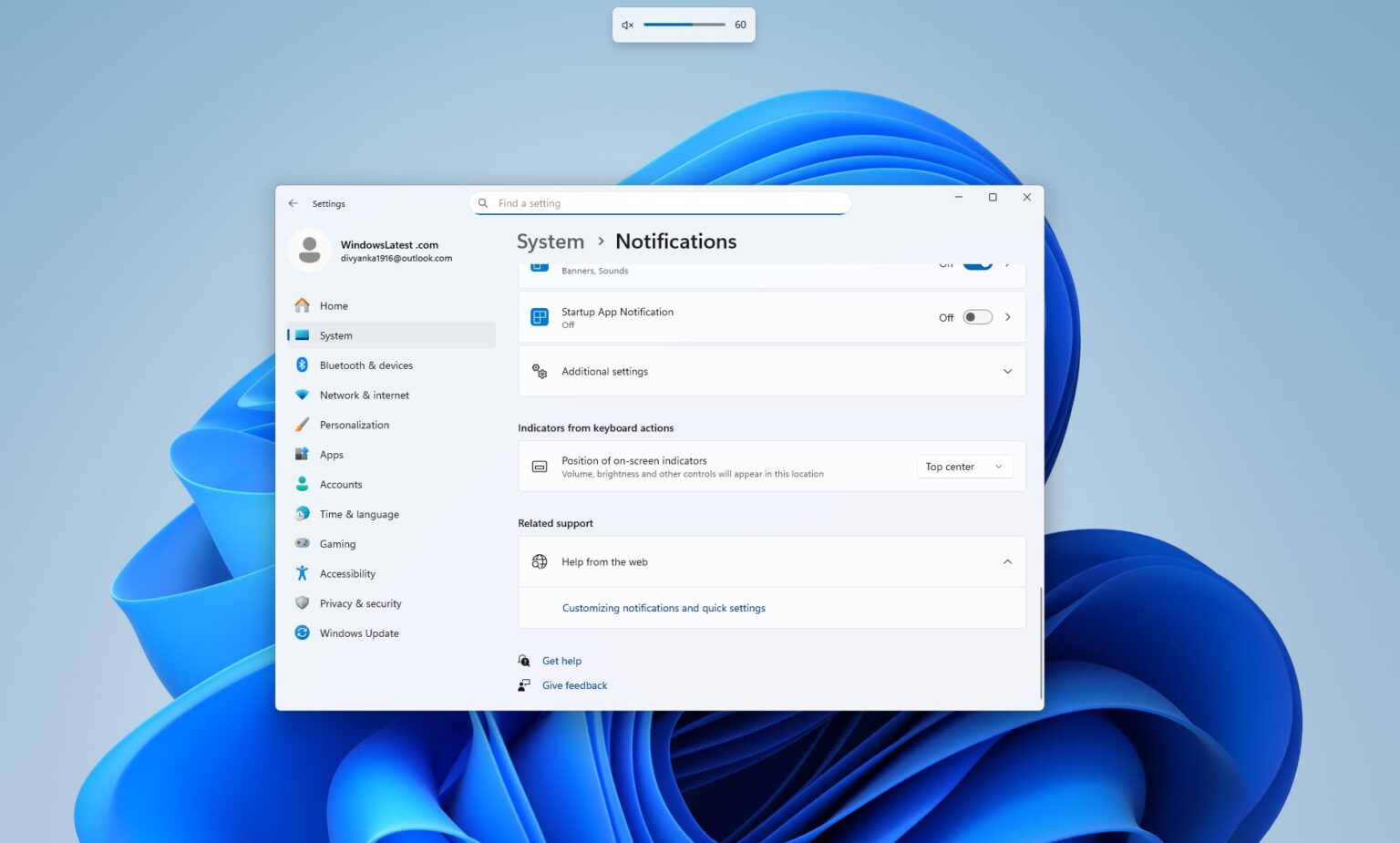 Windows 11 will let you change on-screen indicators position, like ...
