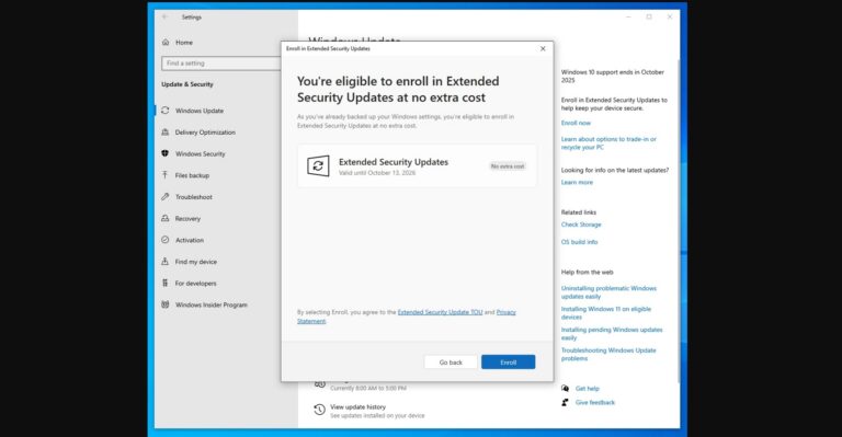 Hate Windows 11? Windows 10's extended updates Enroll button is slowly ...