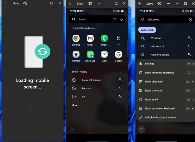 You can now mirror Android's screen to Windows 11 from the Start menu