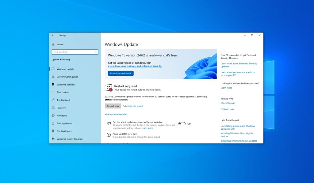 First look at "Stay on Windows 10 for free" ESU tool after October 14