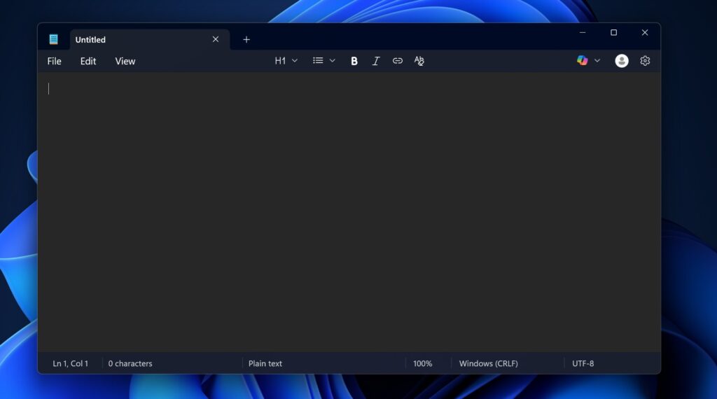 Windows 11 Notepad's rich text formatting (markdown) is now available