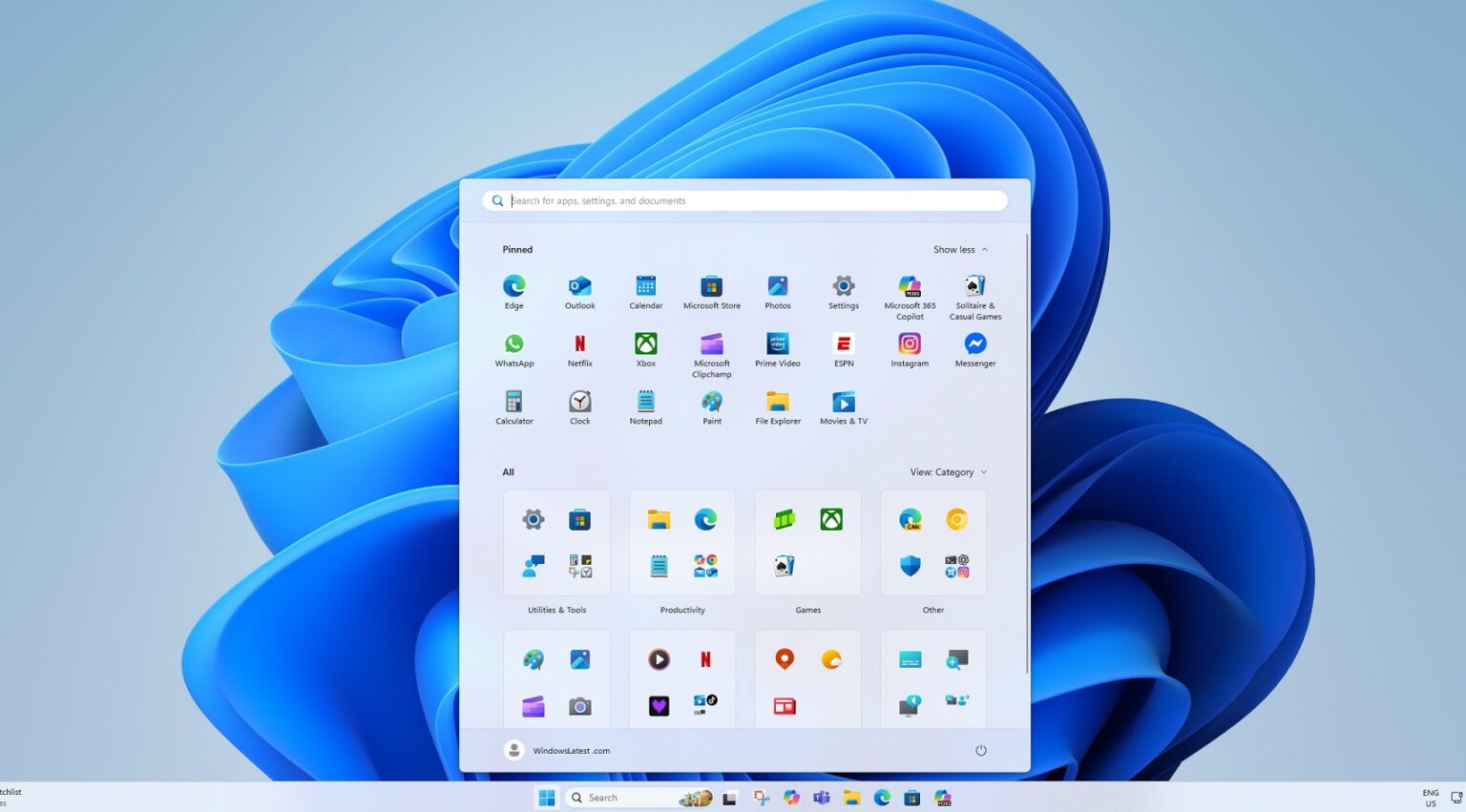 Windows 11 Start menu uses a 15MB JSON to organize apps under categories