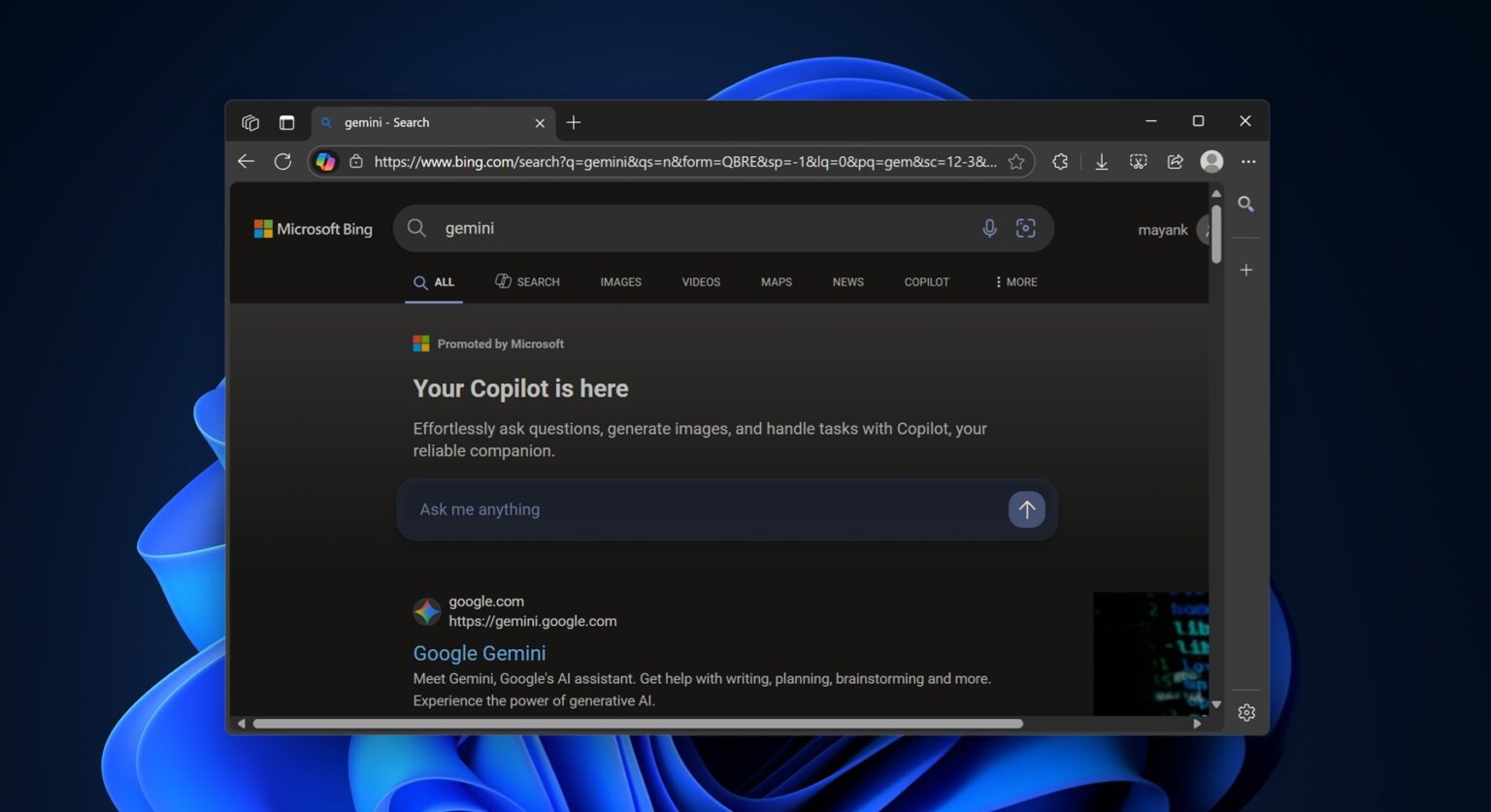 Microsoft Bing's sneaky ad doesn't want you to use Copilot's rivals ...