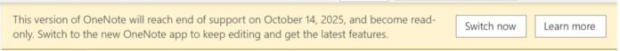 Legacy OneNote for Windows 10 app is retiring on October 14, 2025