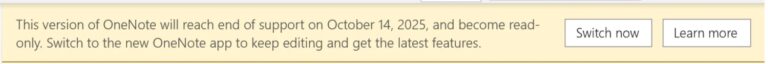 Legacy OneNote for Windows 10 app is retiring on October 14, 2025