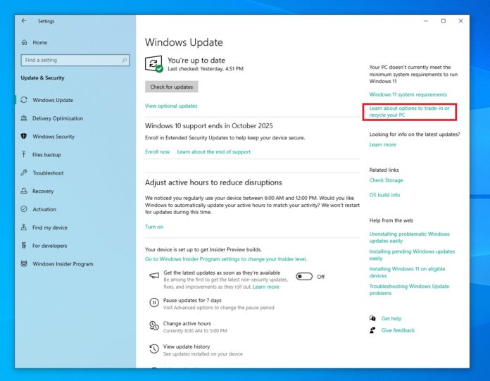 Microsoft wants you to recycle or trade-in your Windows 10 PC if it can't be upgraded to Windows 11