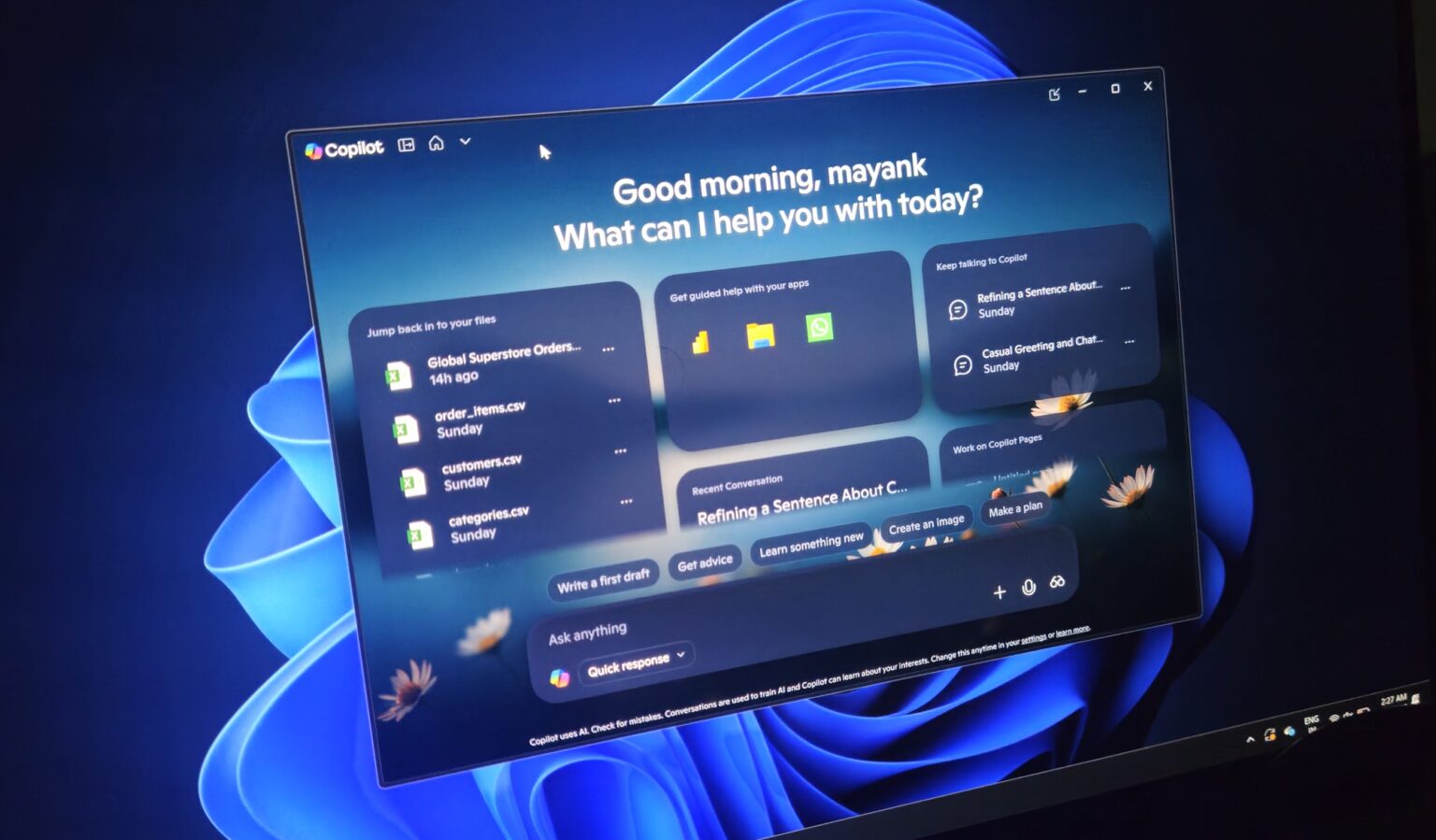 Copilot on Windows 11 has a new 