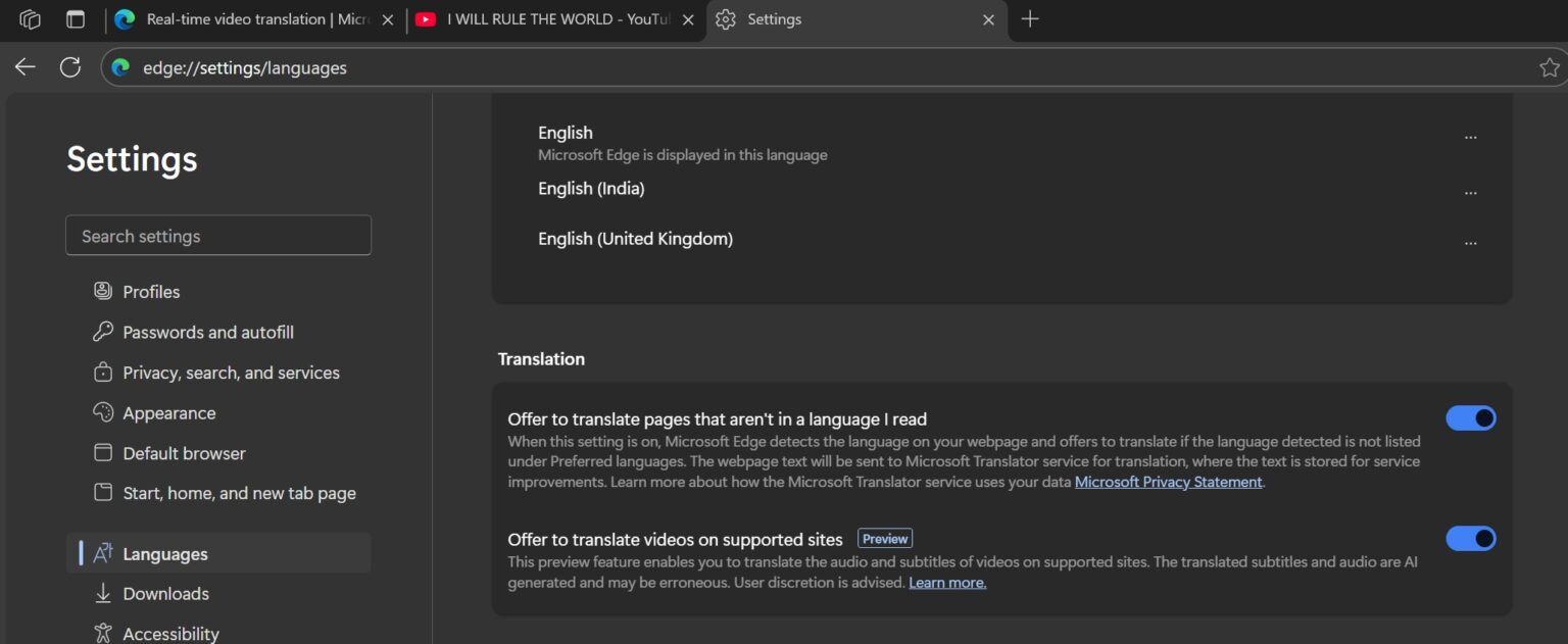 Microsoft Edge now has AI audio translation for videos on Windows 11 ...