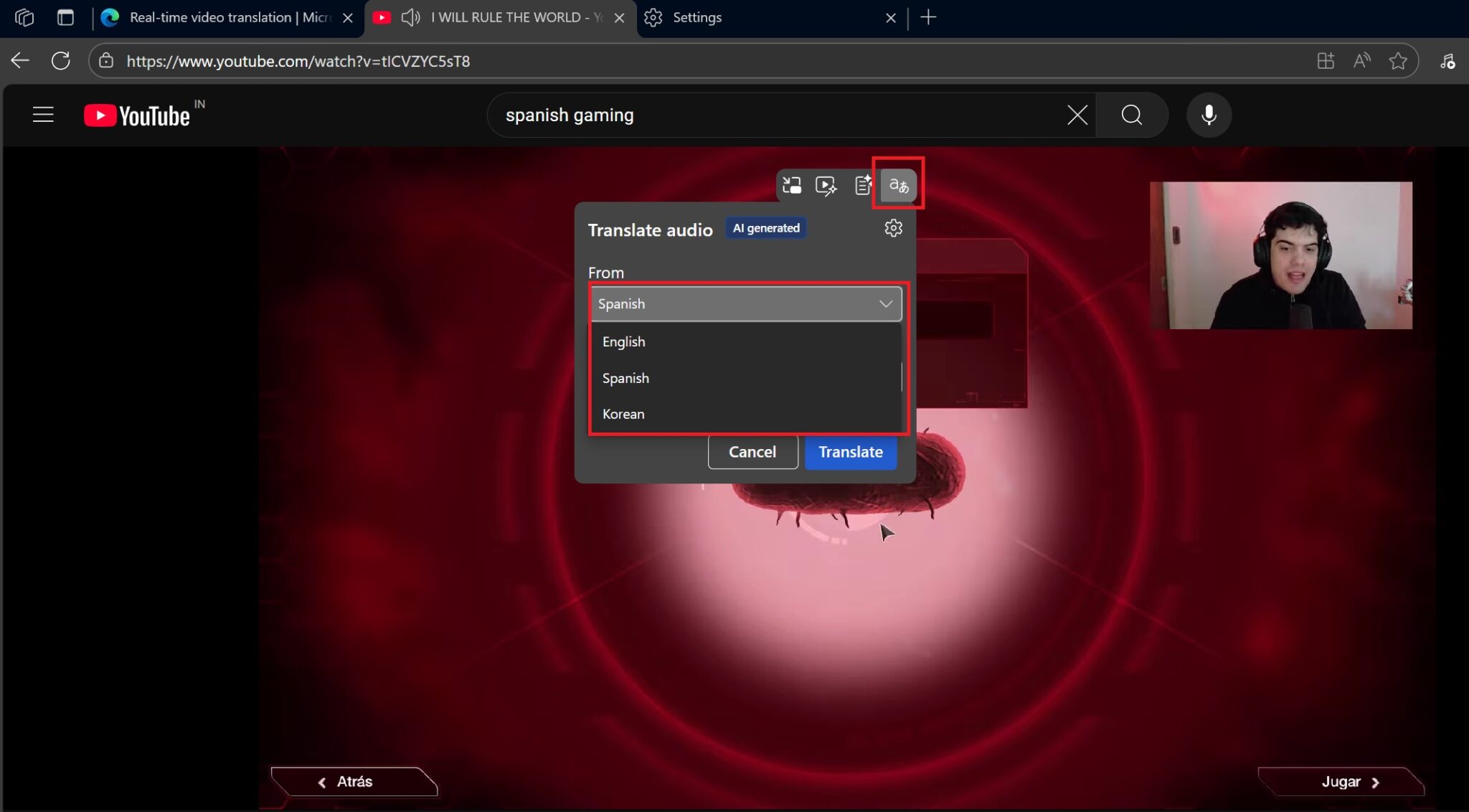 Microsoft Edge now has AI audio translation for videos on Windows 11, but it needs 12GB RAM