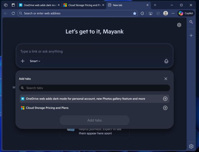 Windows 11's MS Edge tests send tabs to Copilot, AI feature that needs ...