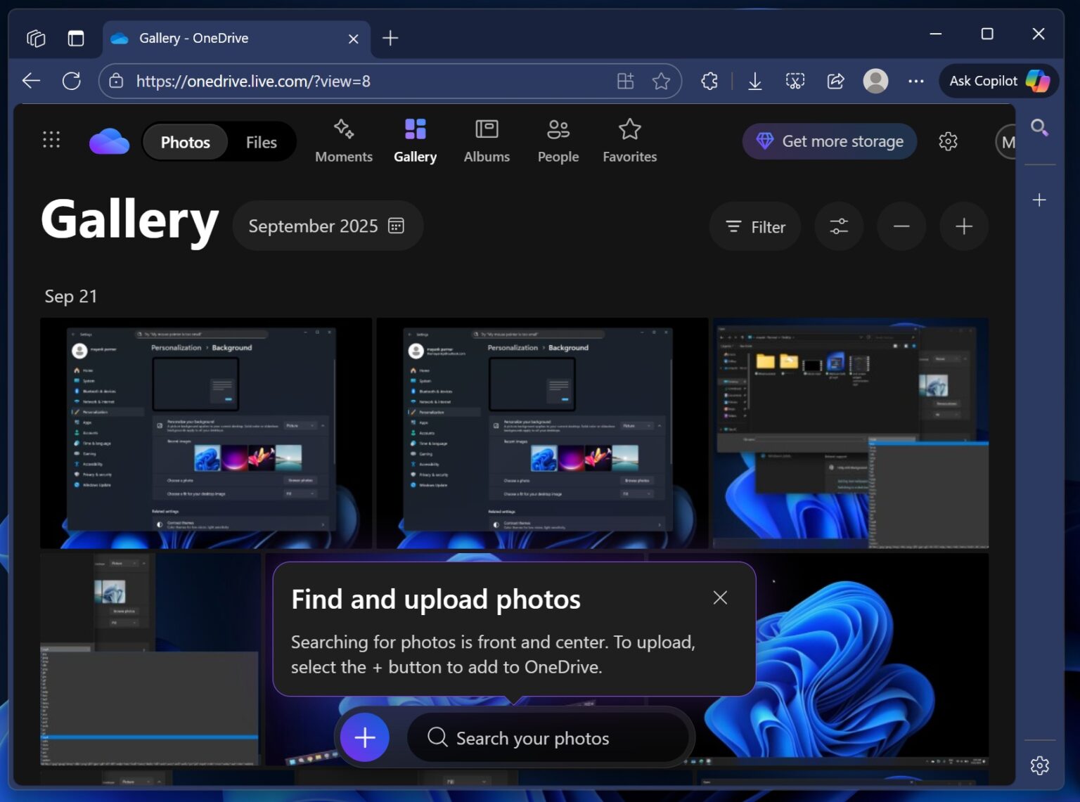 OneDrive web adds dark mode for personal account, new Photos gallery ...