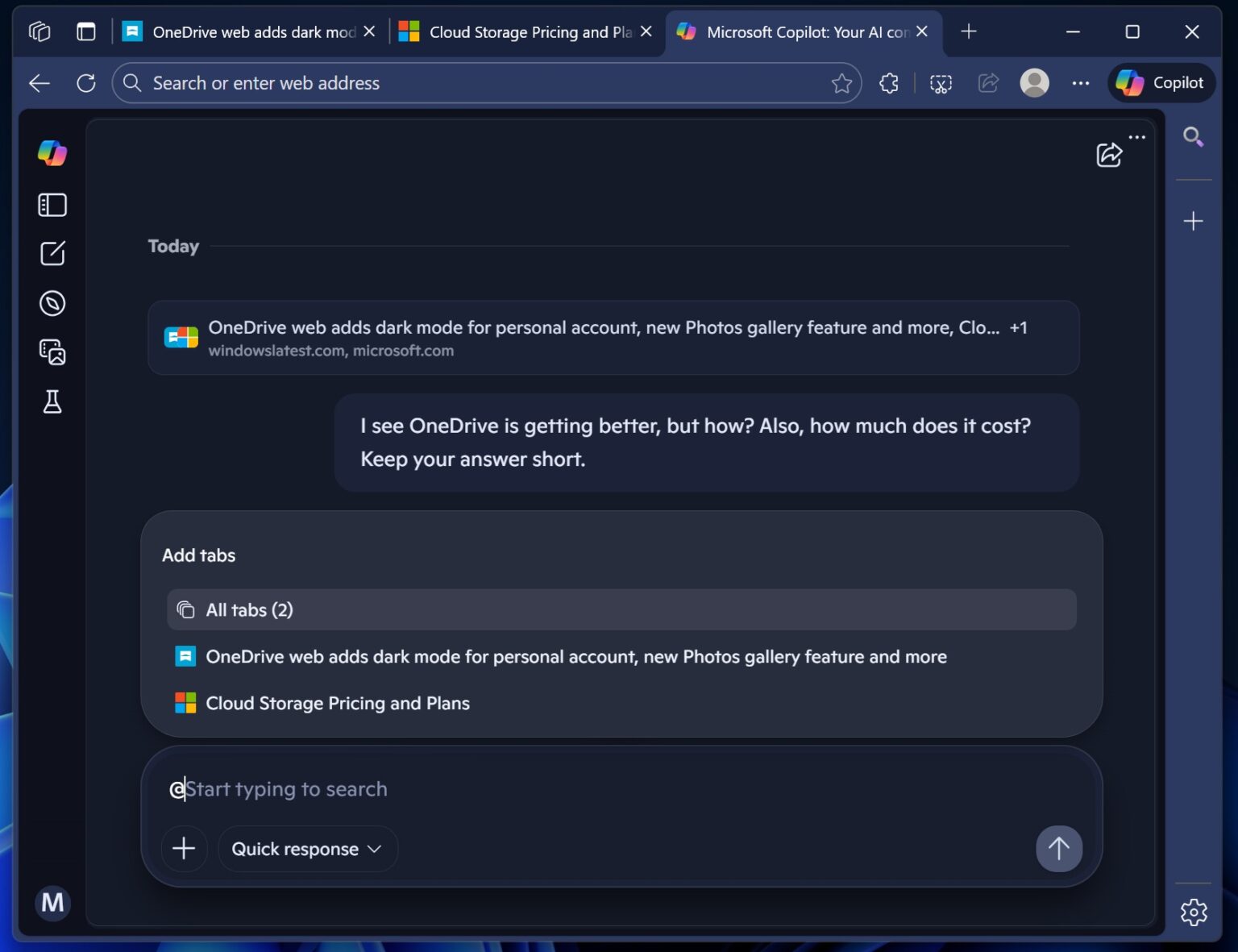 Windows 11's MS Edge tests send tabs to Copilot, AI feature that needs ...