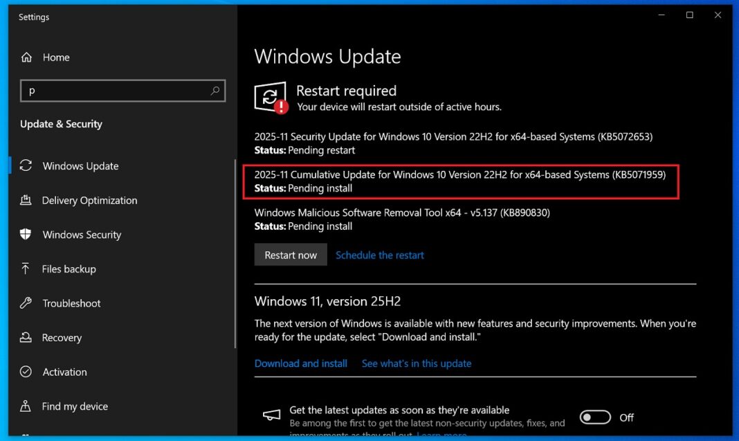 Windows 10 KB5071959 released to fix Microsoft's bug that accidentally ...