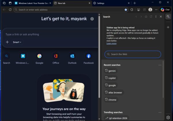 Microsoft Edge is removing Sidebar app list as Copilot takeover ...