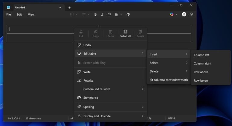 Windows 11 Notepad now lets you create tables like in Microsoft Word ...