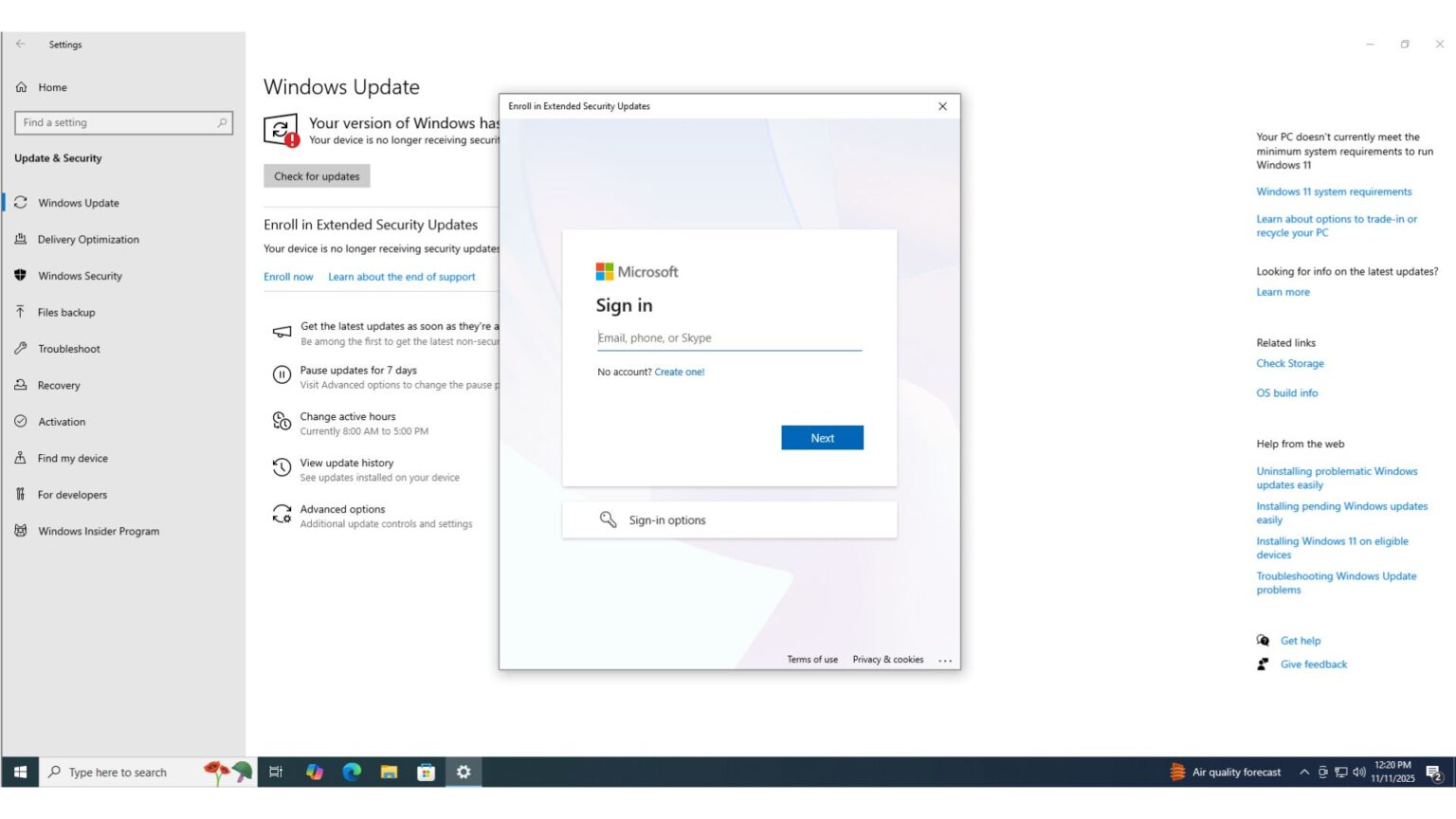 How to sign up for Windows 10 ESU, now rolling out