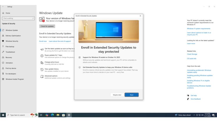 Windows 10 KB5068781 ESU update released, direct download links for ...