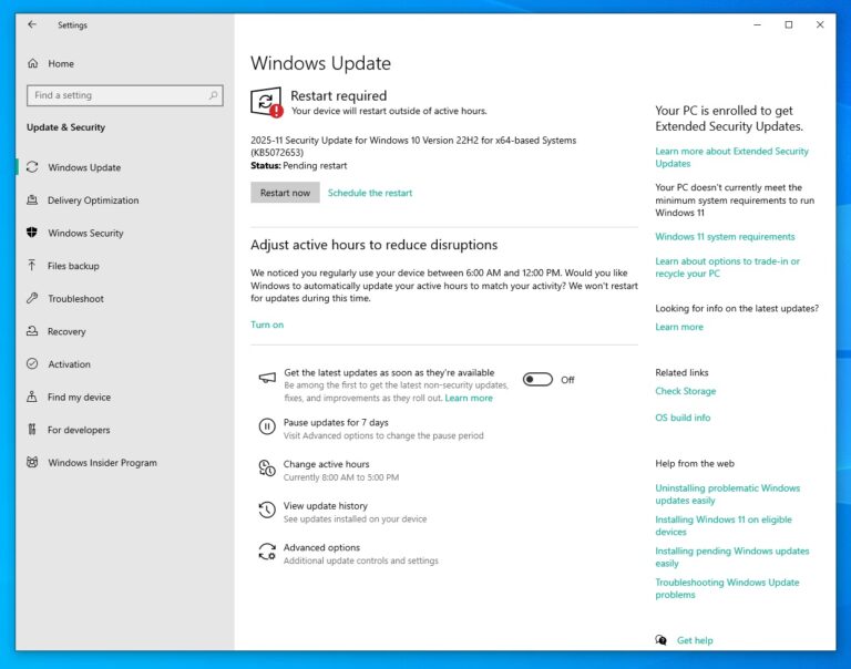 Windows 10 KB5072653 emergency update fixes ESU failure, 0x800f0922 ...