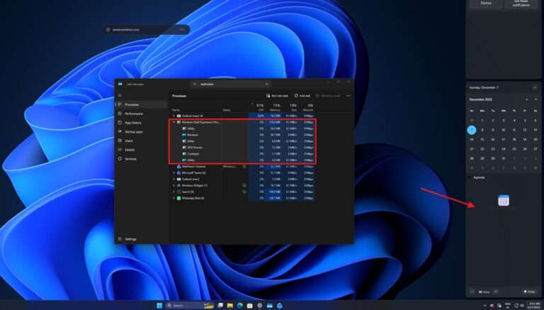 Windows 11's "Agenda" view in the Notification Center is a WebView2 ...