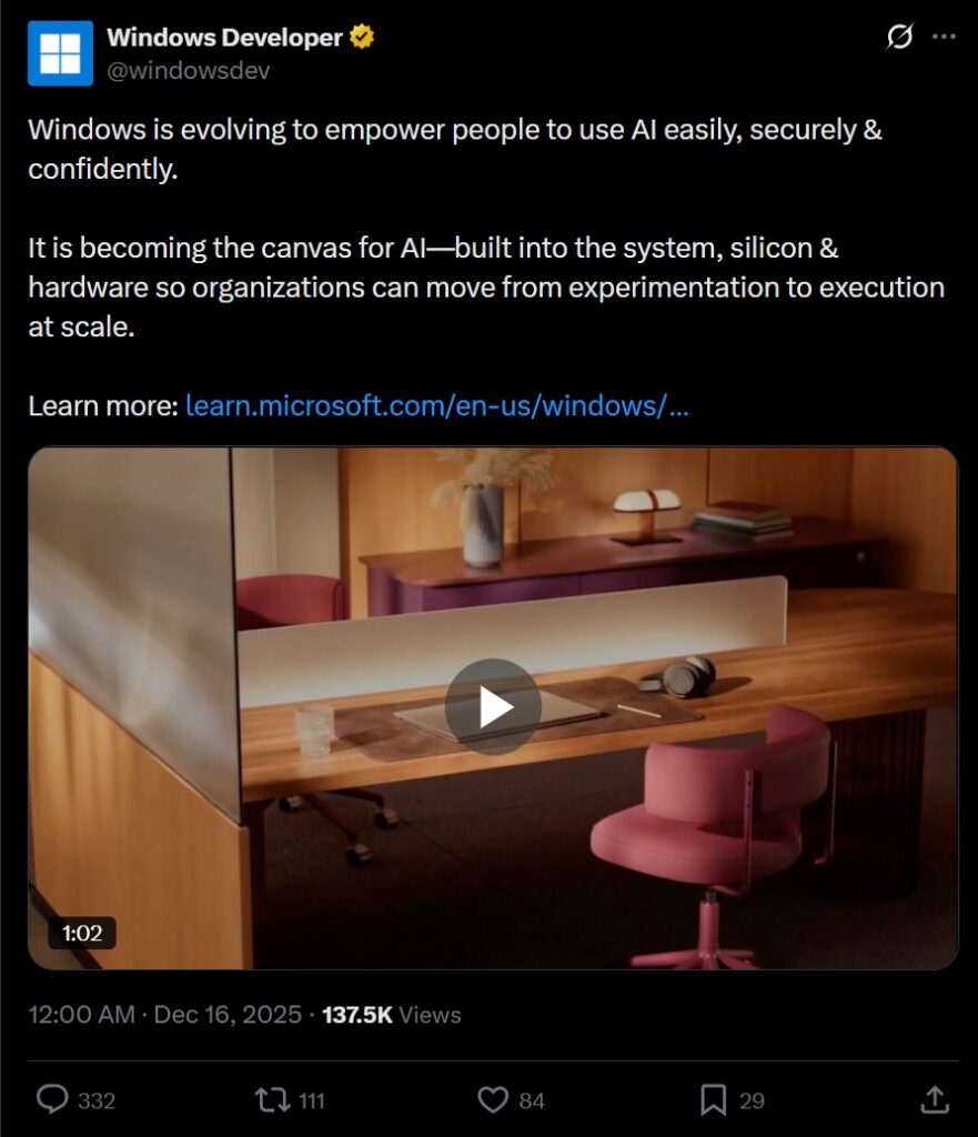 Microsoft says AI in Windows 11 will empower people "securely," but it ...