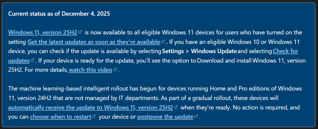 Microsoft confirms it'll auto download Windows 11 25H2 using "machine ...