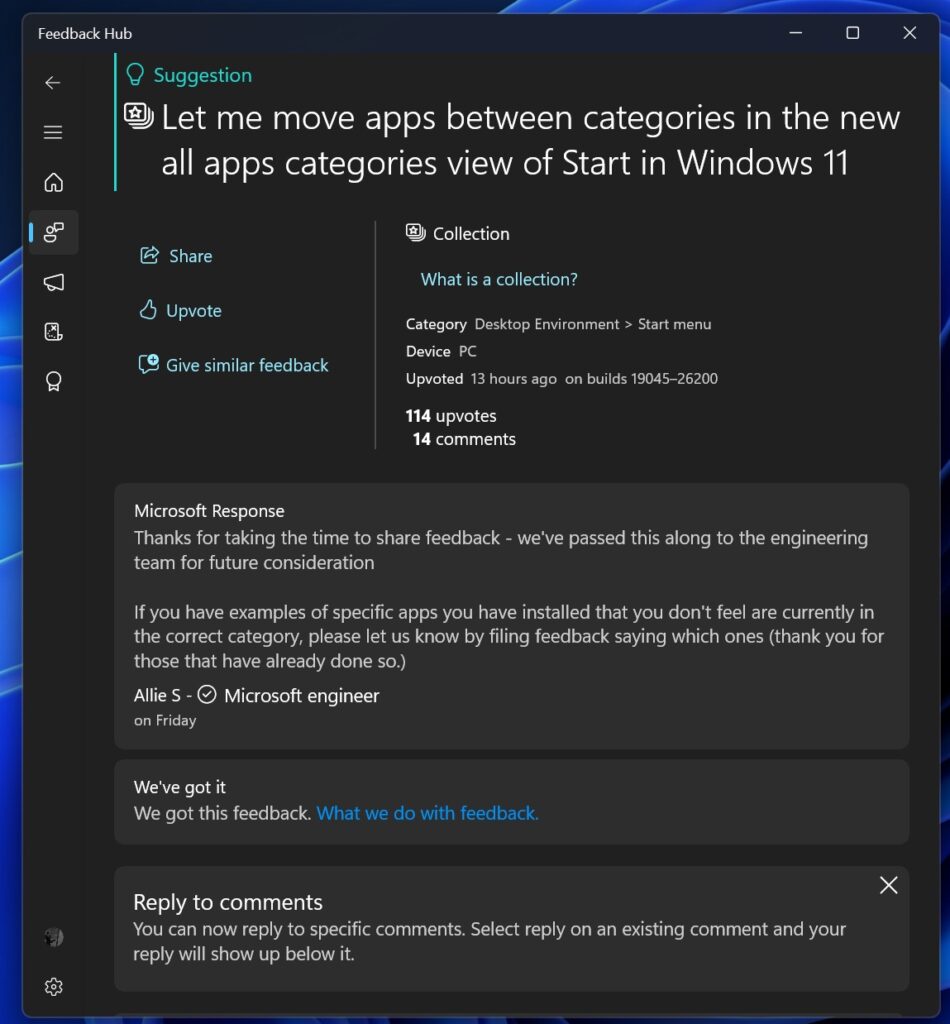 Windows 11 Start menu's Category view is missing manual controls, apps ...