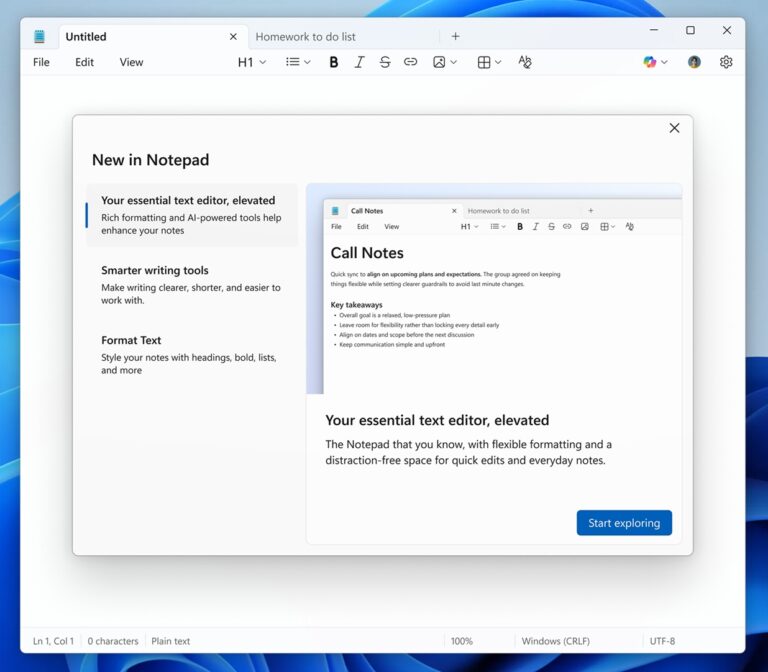 Microsoft says Notepad on Windows 11 is now "elevated", as it adds new ...