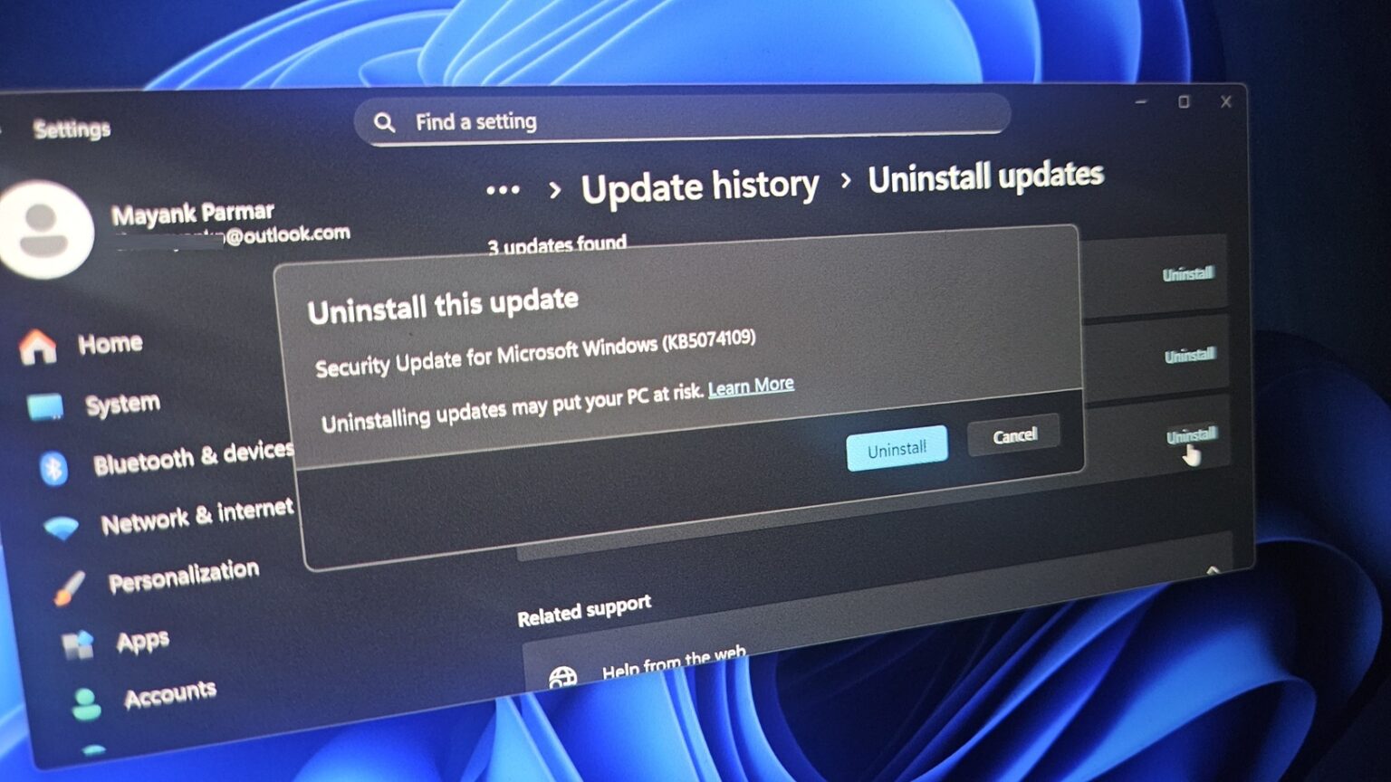 Microsoft says uninstall Windows 11 KB5074109 to fix Outlook POP, PST ...