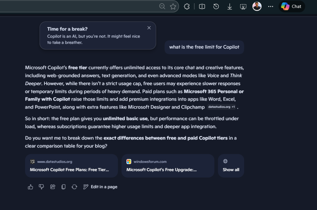 Microsoft Copilot now reminds you to take a break from AI because you ...