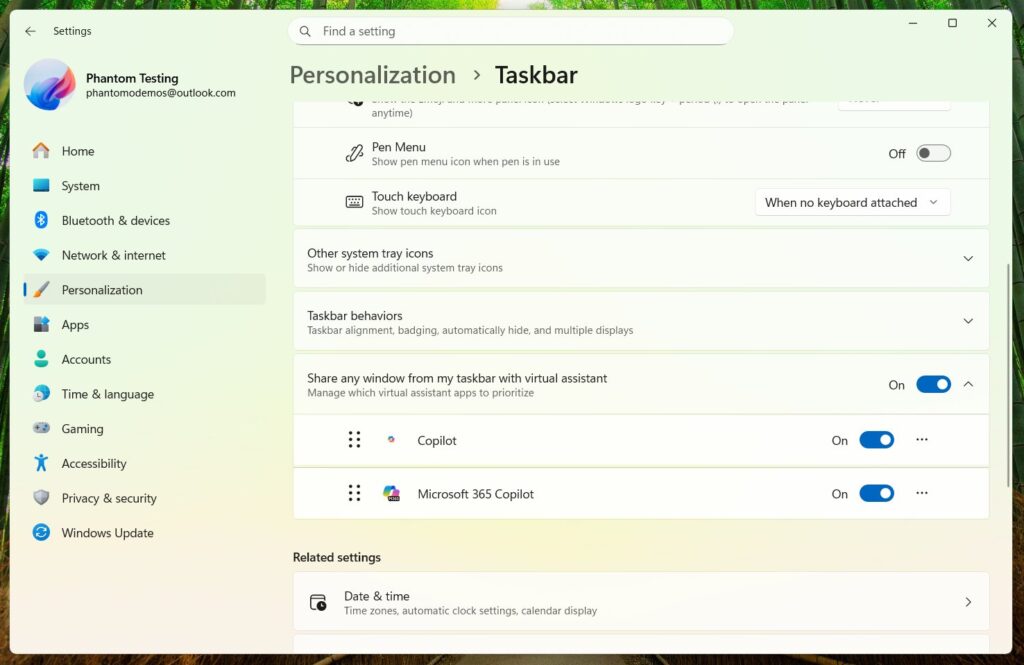 Microsoft tests a Windows 11 taskbar feature that lets AI see your open ...